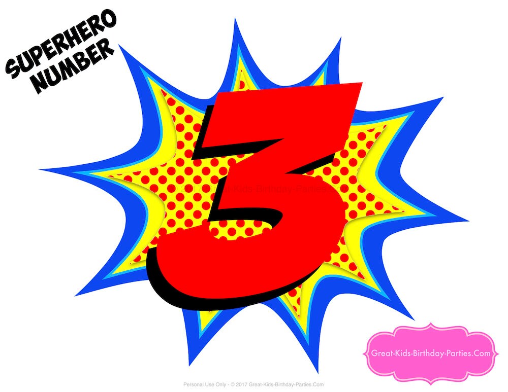 SUPERHERO NUMBER 3 Superhero Printables Superhero