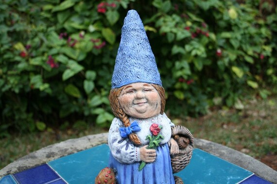 Items similar to Female Gnome - LARGE 12" Tall - Girl Garden Gnome From ...