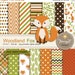 Fox Digital Paper and Clipart Fall Woodland Animal leaves