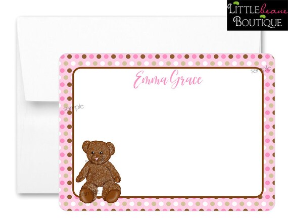 Teddy Bear Notecards Teddy Bear Stationery Flat notecards