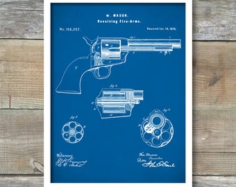 Revolver print set revolver silhouette art red revolver