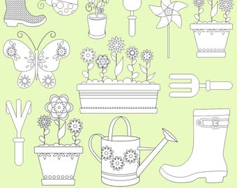 Garden clip art | Etsy
