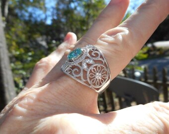 Teal diamond ring | Etsy