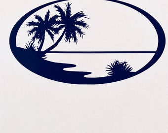 Beach scene decal | Etsy