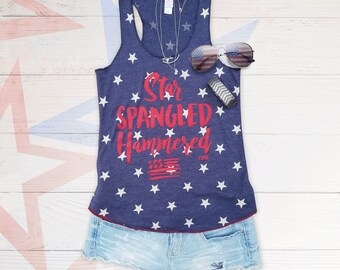Star Spangled Hammered Tank Top//America Tank Top//Fourth of