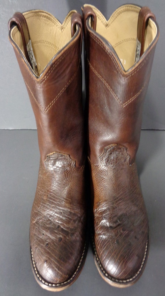 Larry Mahan Roper Brown Leather Full Quill Ostrich Exotic