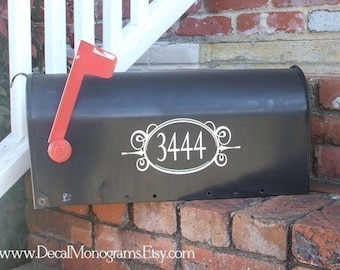 Mail Box Number with Monogram Vinyl Decal