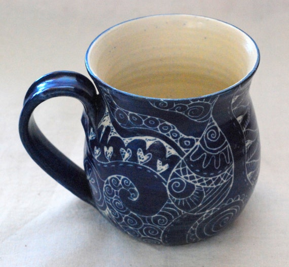 unique coffee MUG Handmade and hand decorated mug for coffee