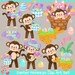 Easter Monkeys Clip Art Set