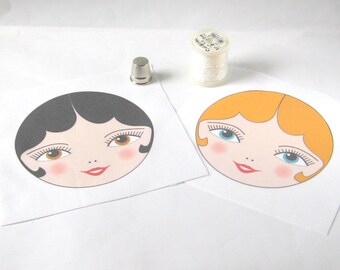 PDF Printable Art Doll Face Transfers Iron on Doll Faces