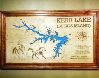Kerr lake map | Etsy
