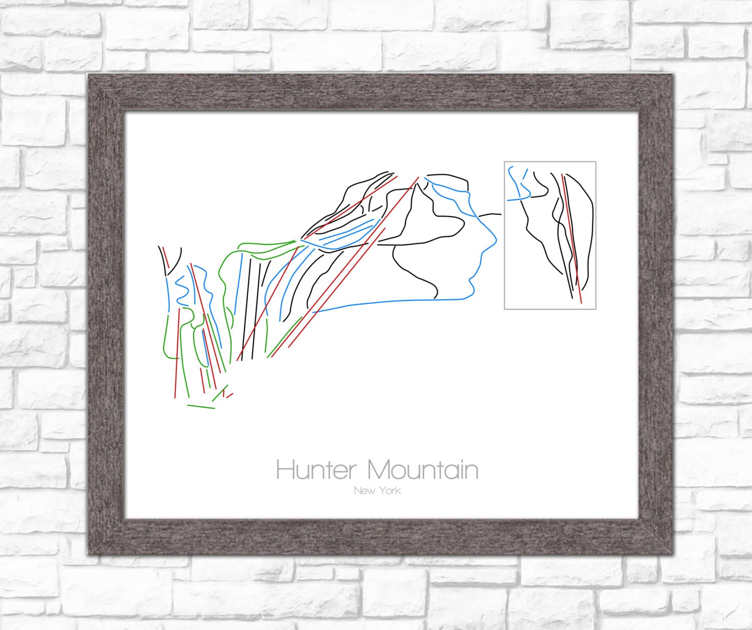 Hunter Mountain Map New York NY Ski Snowboard Trail Map Art