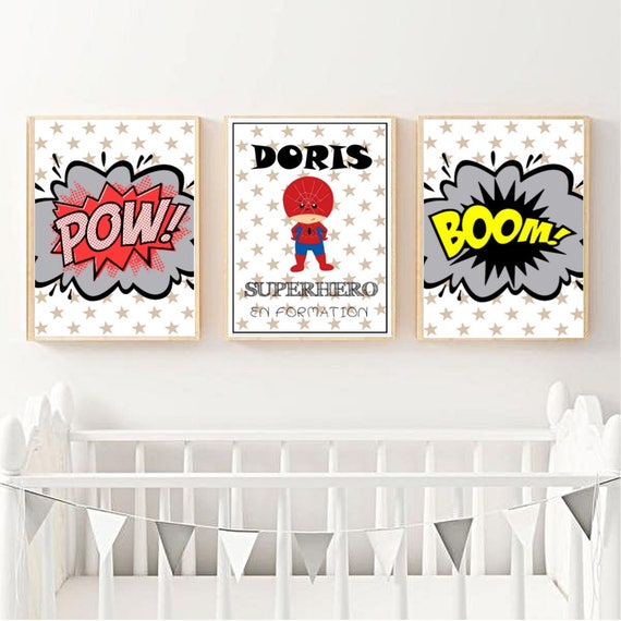 3 Affiches format A4 thème superhéro Spiderman pour