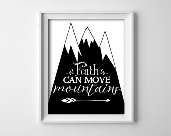 Printable Christian Art Faith Can Move Mountains Bible Verse