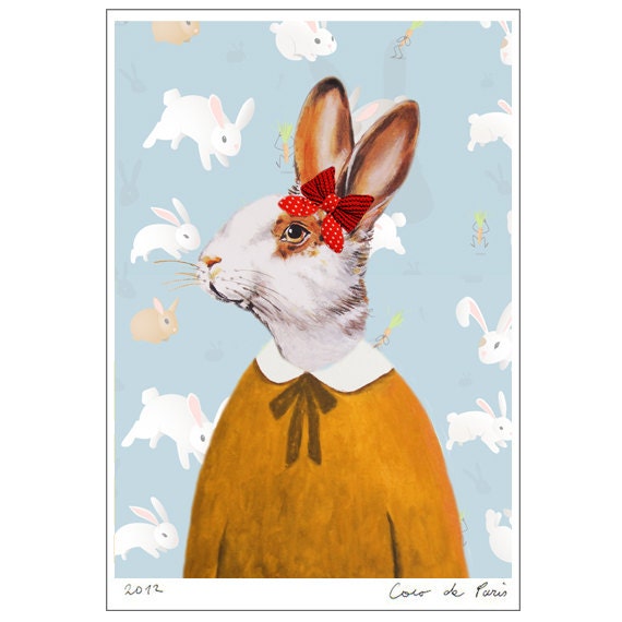 Rabbit Print Rabbit Art Print Rabbit Bunny Print Rabbit