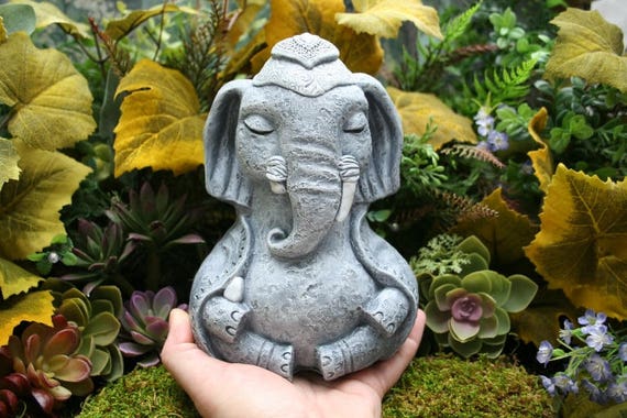 Ganesha Statue Zen Elephant Doing Yoga & Meditating