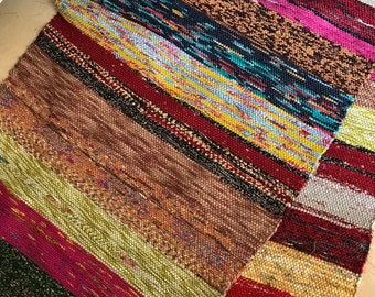 Old Fashioned Multi Color Hit and Miss Rag Rug