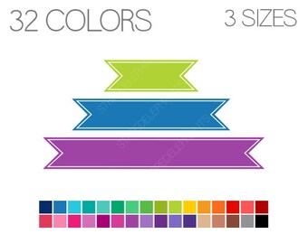 Digital Ribbon Banner Clipart Rainbow Border Frame Tag Ribbon