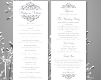 Wedding Ceremony Program Template Vintage Gold