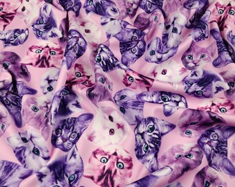 Cat print fabric | Etsy