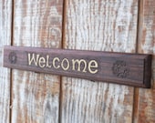 Items similar to Carved Walnut Celtic Welcome Sign on Etsy