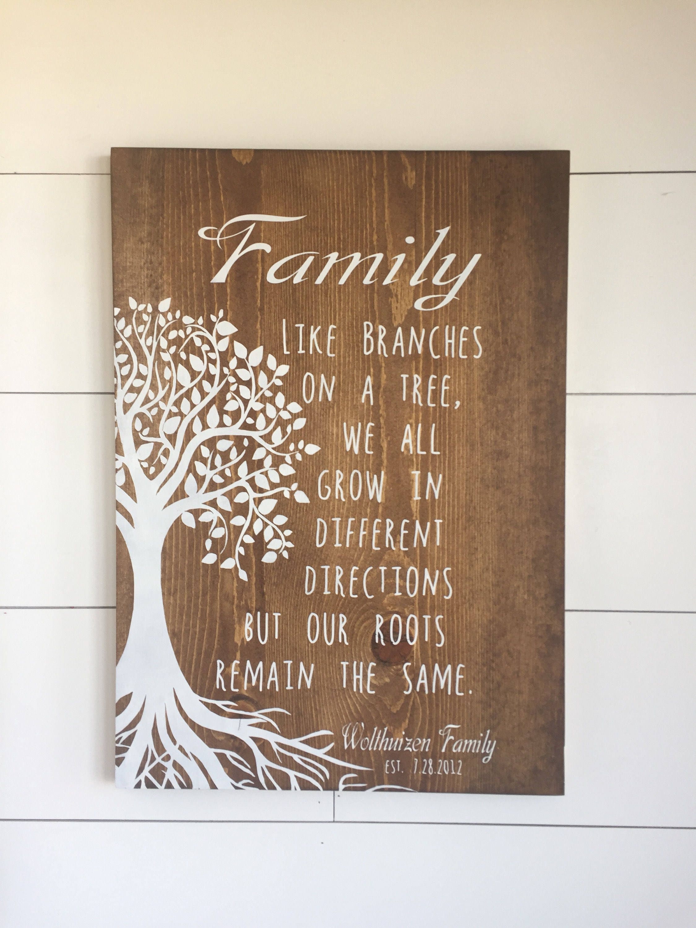 Large Wood Sign Family Like Branches On A Tree Family Tree