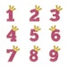 Number Applique Design Set 1-9 Applique 6 size Birthday
