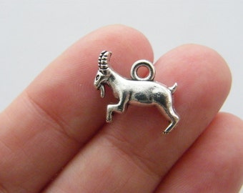 8 Goat Charms in Silver Tone C2350