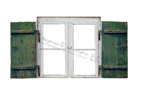 MIT Rustic Open Window With Shutters Digital Overlay