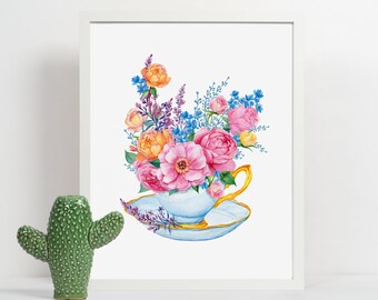 Teacup art print | Etsy