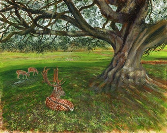 Oak tree painting | Etsy