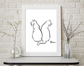 Line drawing cats | Etsy