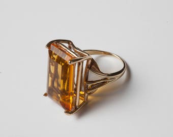 Large citrine ring | Etsy