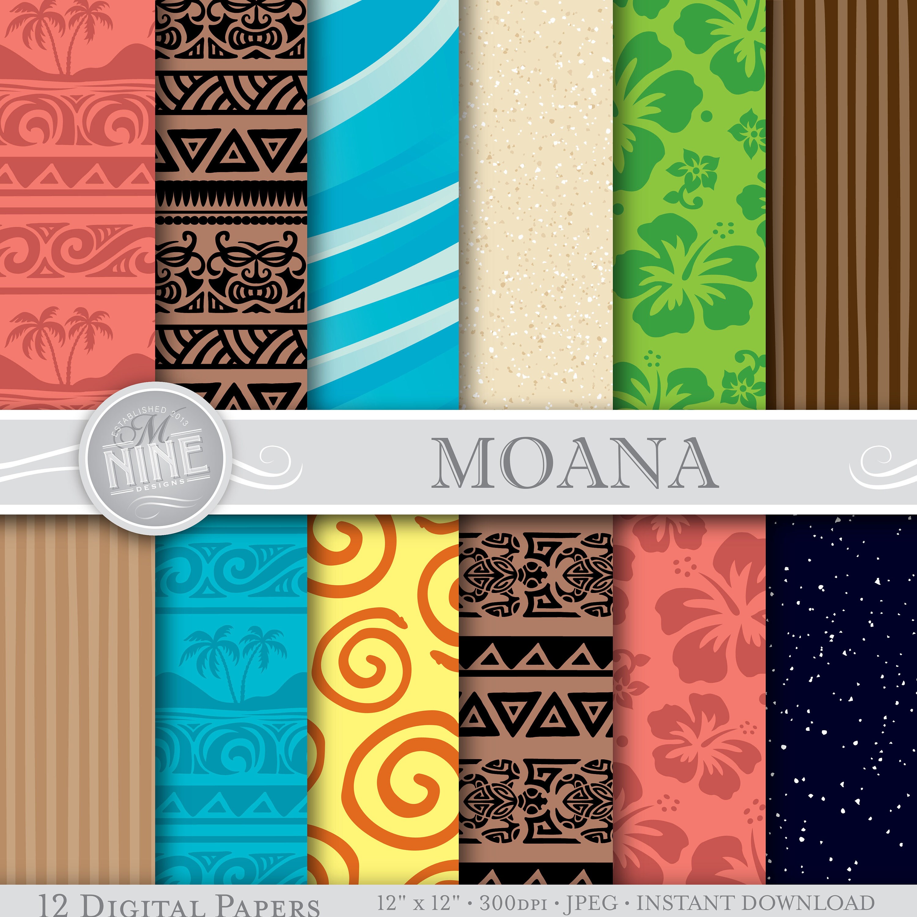 Moana Digital Paper / MOANA Inspired Pattern Prints / Instant