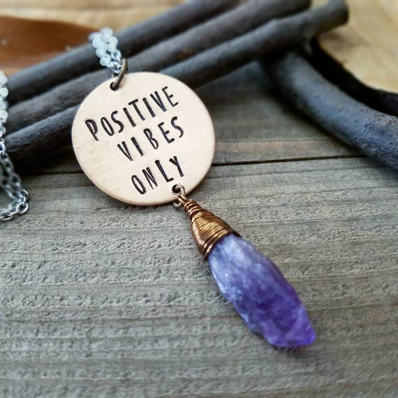 Positive necklace positive vibes necklace vibe necklace
