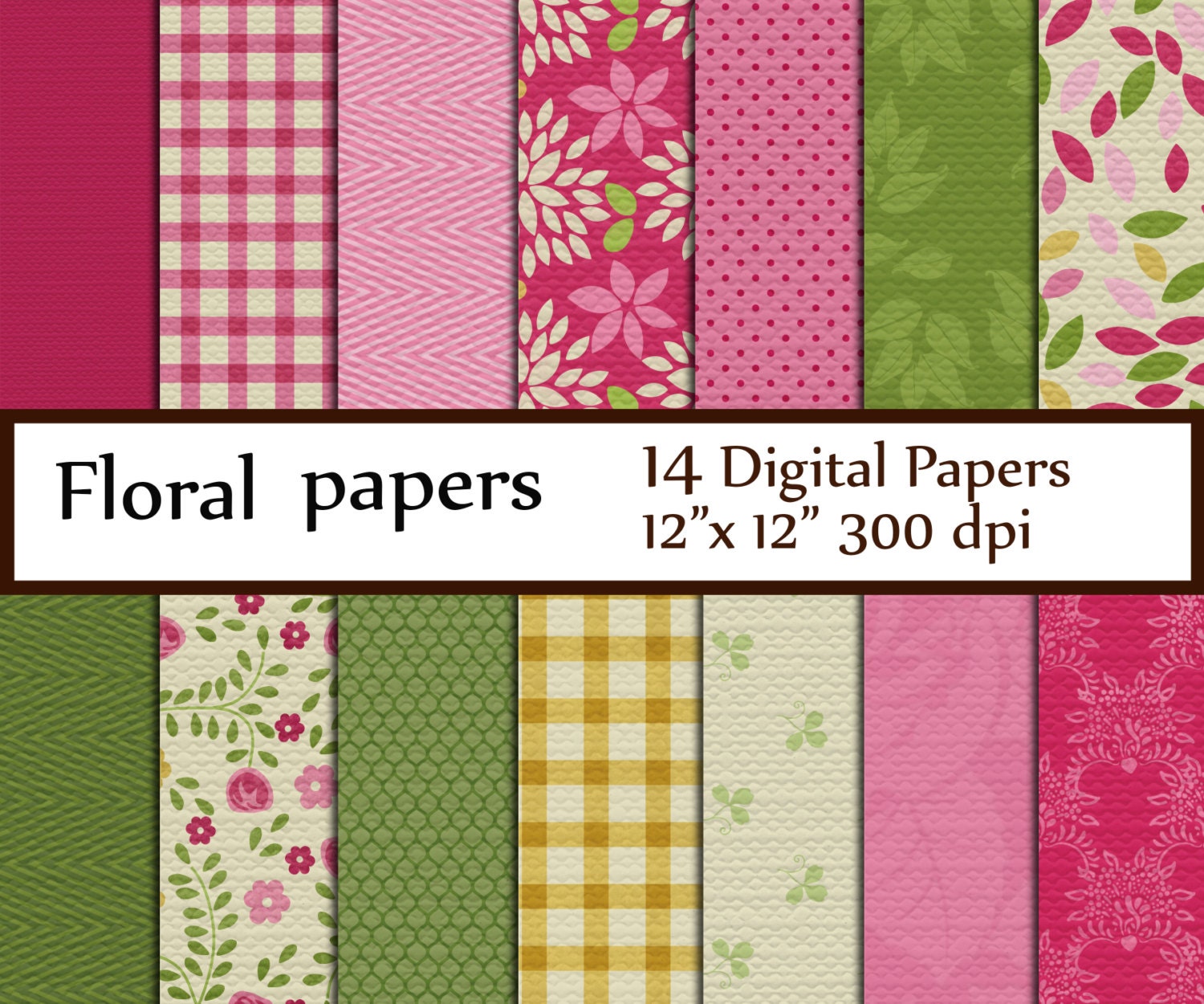 Floral digital paper: FLORAL PAPER Floral