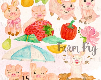 Pig watercolor | Etsy