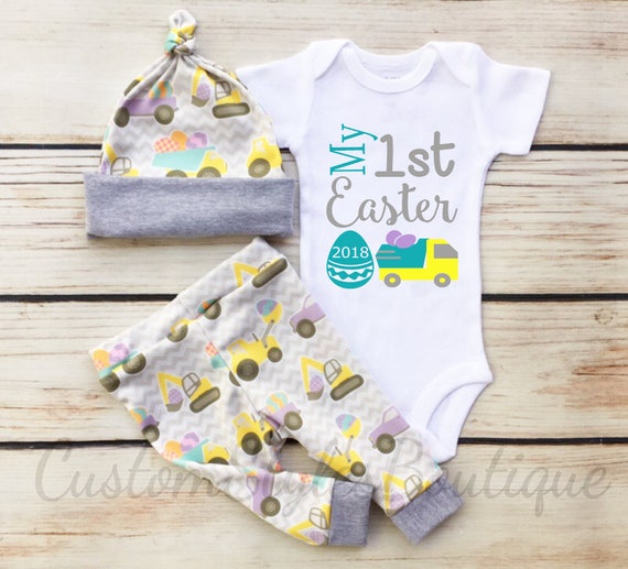 Baby Boys First Easter Outfit My 1st Easter Trucks And