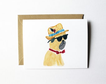 Any Occasion Card Good Luck Card Bon Voyage Pug