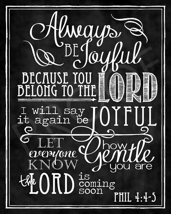 Scripture Art Philippians 4:4-5 Chalkboard Style