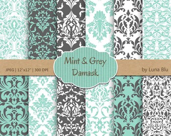 Mint damask | Etsy