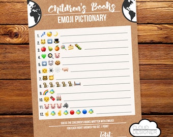 Children's Books Emoji Pictionary Baby Shower Game