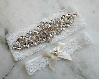 Wedding Garter Crystal Rhinestone Bridal Garter Set Lace