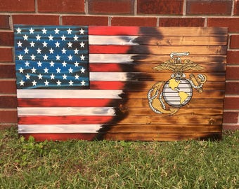 Usmc wood flag | Etsy