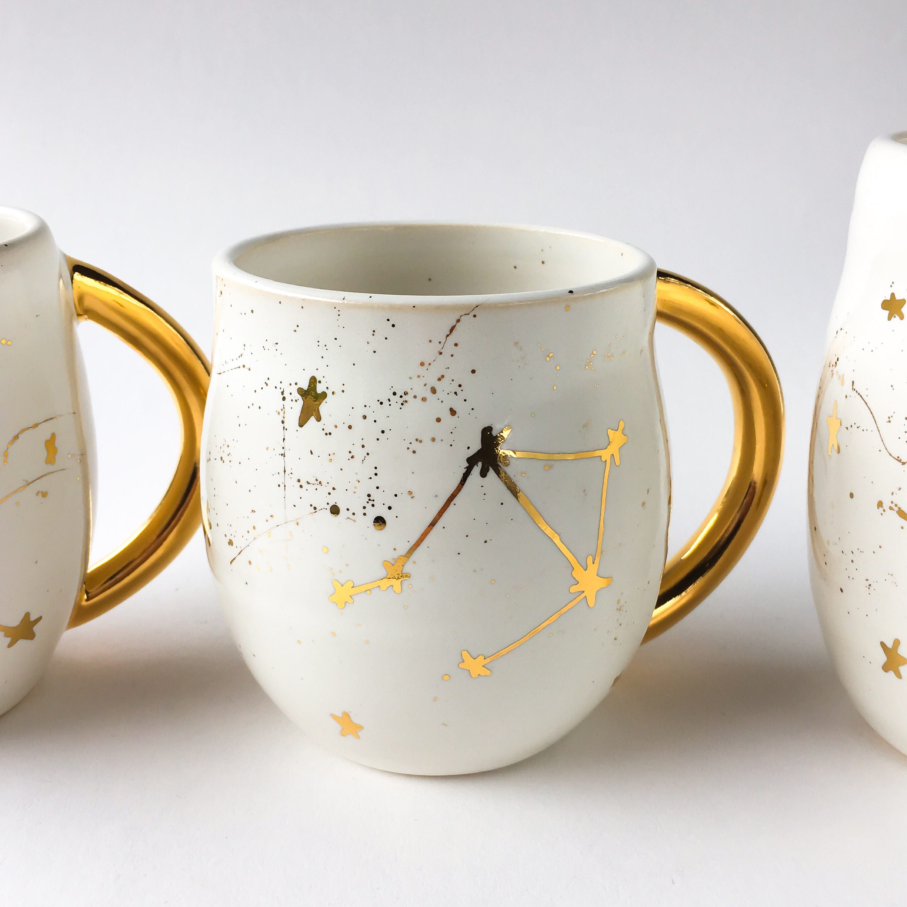 Constellation Mug in White and Gold Astrological Sign Mug