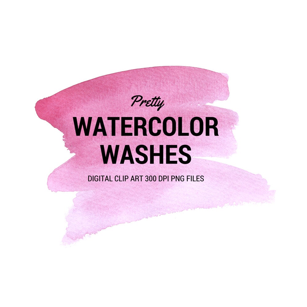 Pink Watercolor Wash Clip Art Brush Strokes Backgrounds