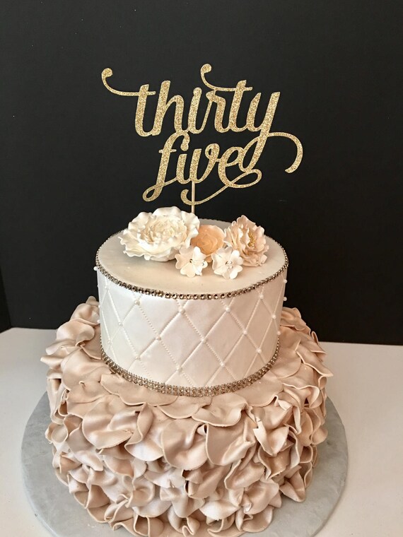 Any Number Gold Glitter Thirty Five Cake Topper 35th Birthday