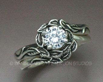 The ACADIA Wedding Ring Set. Gold and NATURAL DIAMOND. This