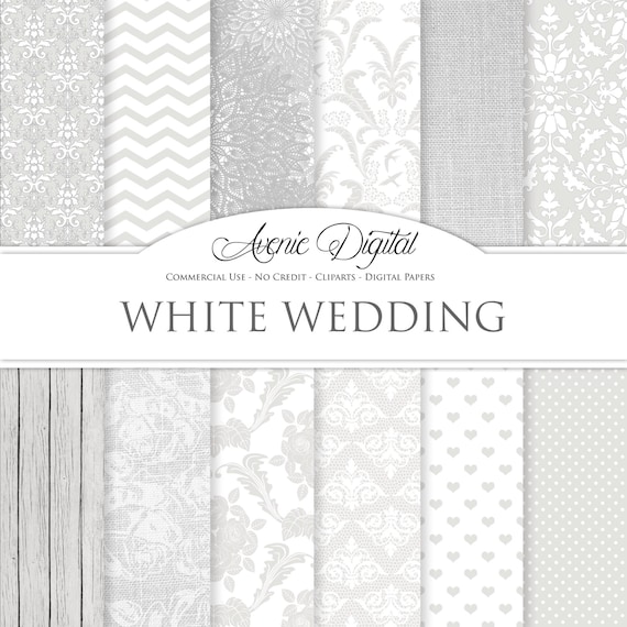 White Wedding Digital Paper. Scrapbooking Backgrounds bridal