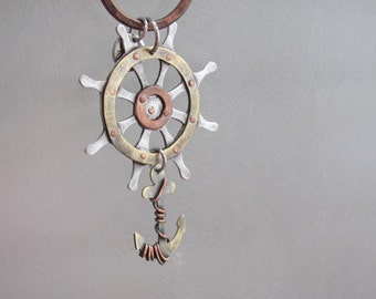 Ship Wheel Necklace Bronze Wheel Jewelry Ship's Wheel